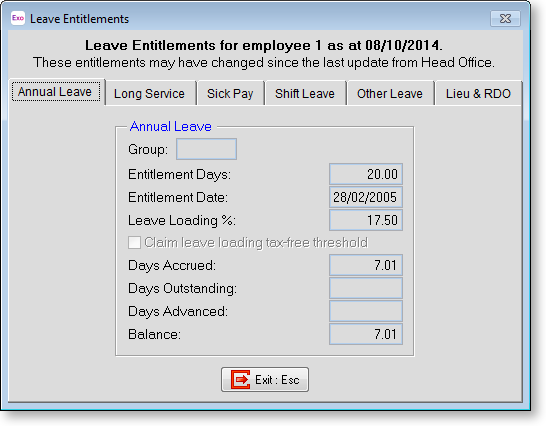Exo Remote - Leave Entitlements Exo Remote - Leave Entitlements